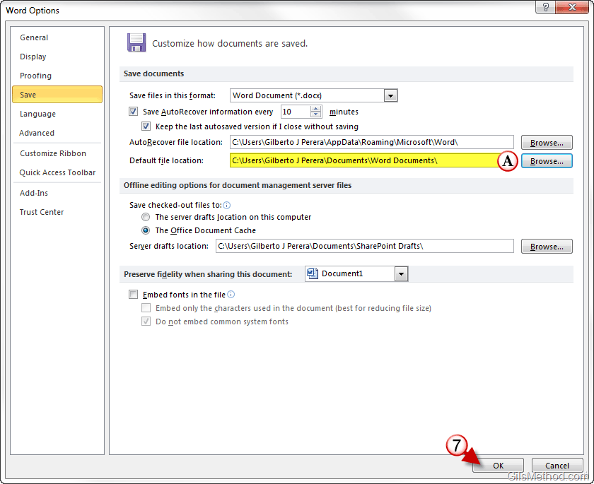 How To Change The Default Save Location For Word 2010 GilsMethod
